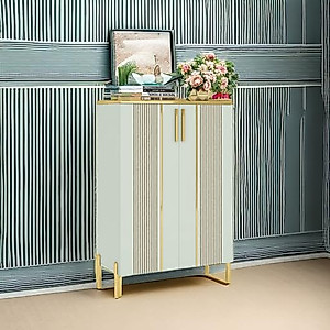 Tribesigns Shoe Cabinet with Doors, 6-Tier Shoe Storage Cabinet with Adjustable Shelves, Wooden Shoes Rack Shoe Storage Organizer for Entryway, Hallway, Closet, Living Room, Light Green