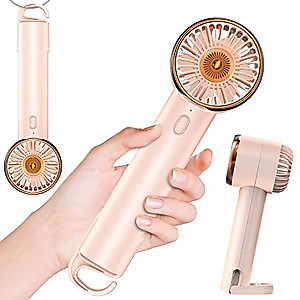 Handheld Fan, Mini Portable Fan USB Rechargeable with Hanging Hook, 3 Speeds, 3000mAh Personal Desk Turbo Fans, Small Pocket Fan for Indoor Outdoor Travel