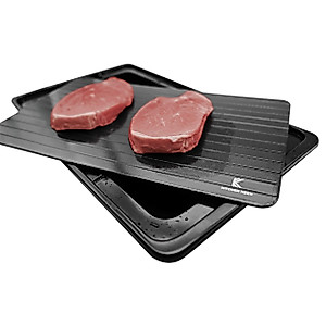 Kitchen Keen Defrosting Tray with Drip Tray | Defrost Frozen Food | Extra Large Size (14" x 8")