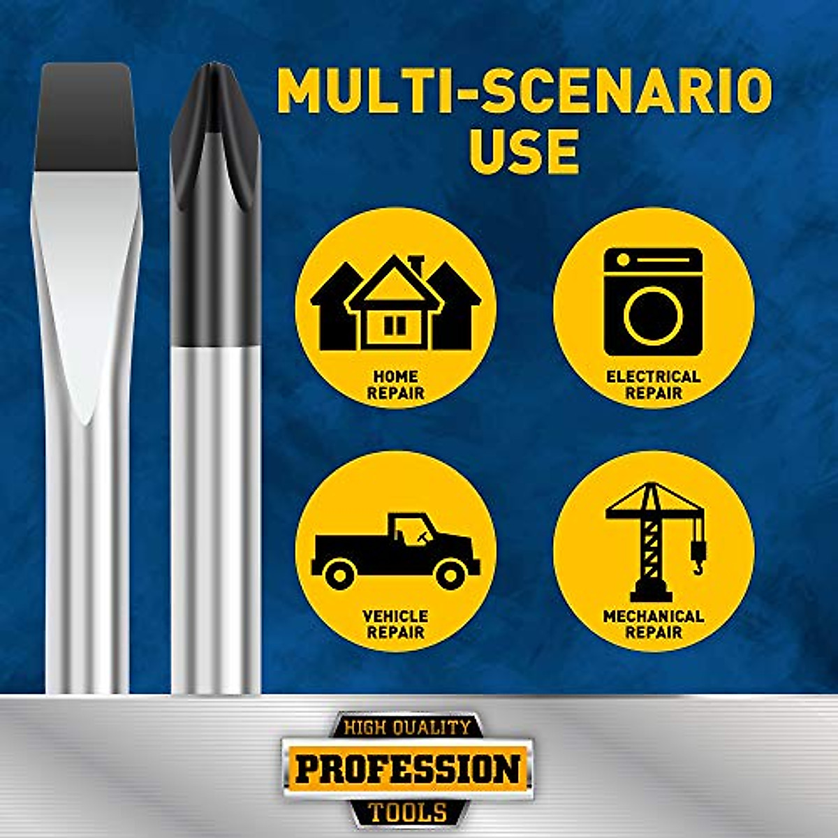 Amartisan 2-Piece 12'' long Screwdriver Set, Long Blade Screwdriver Set 12-Inch Magnetic Screwdriver, Phillips & Slotted Bits .（NEW）