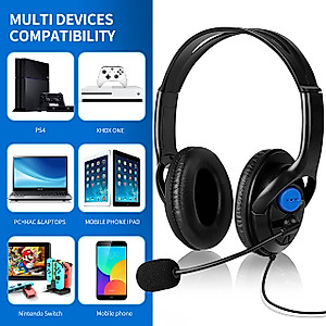 FNSHIP 3.5mm Port Wired Gaming Studying Headset for Kids Stereo bass-Isolated Headphones with mic Volume Control Compatible for PS4 PS5 New X-Box One PSP PC Laptop Tablet PC Phone,Black
