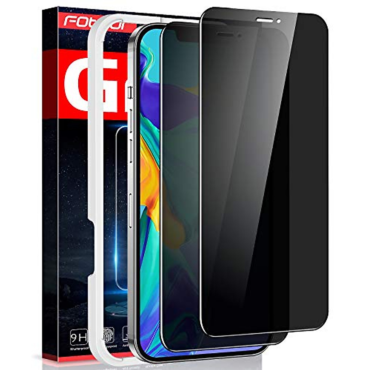 Fotbor for iPhone 12 Pro Privacy Screen Protector, iPhone 12 Privacy Screen Protector [2X Anti-Spy] [Shatterproof] Full Coverage 9H Tempered Glass Screen Protector for Apple iPhone 12 / iPhone 12 Pro 6.1"-2 Pack