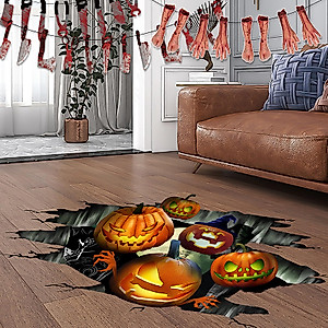 NICEMOVIC Halloween Floor Stickers, 3D Halloween Floor Decoration, Halloween Wall Window Decals Removable, Halloween Pumpkin Decoration Stickers, Halloween Scary Stickers for Home Office Party Decors