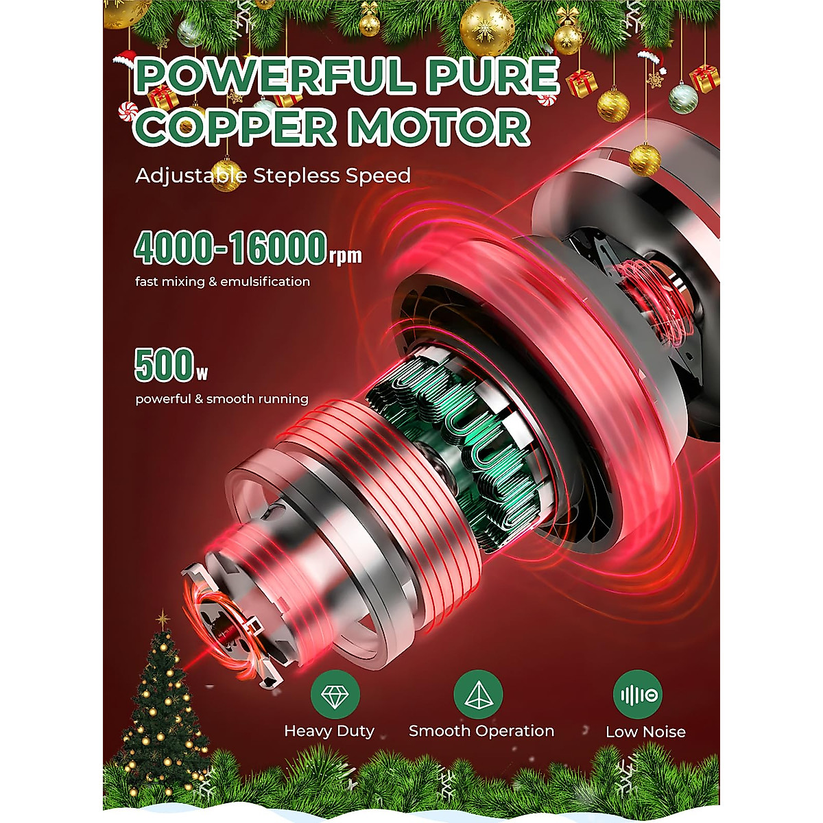 Flyseago Commercial Immersion Blender Hand held Blenders Heavy Duty Variable Speed Mixer 4000-16000RPM with 20-Inch Removable Shaft 50-Gallon Capacity 500W Multifunction Pro Electric Stick Emulsifier