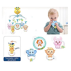 Caterbee Baby Crib Mobile Toy with Lights and Music, Projection, Remote, Pack and Play (Blue-Rechargeable Mode)