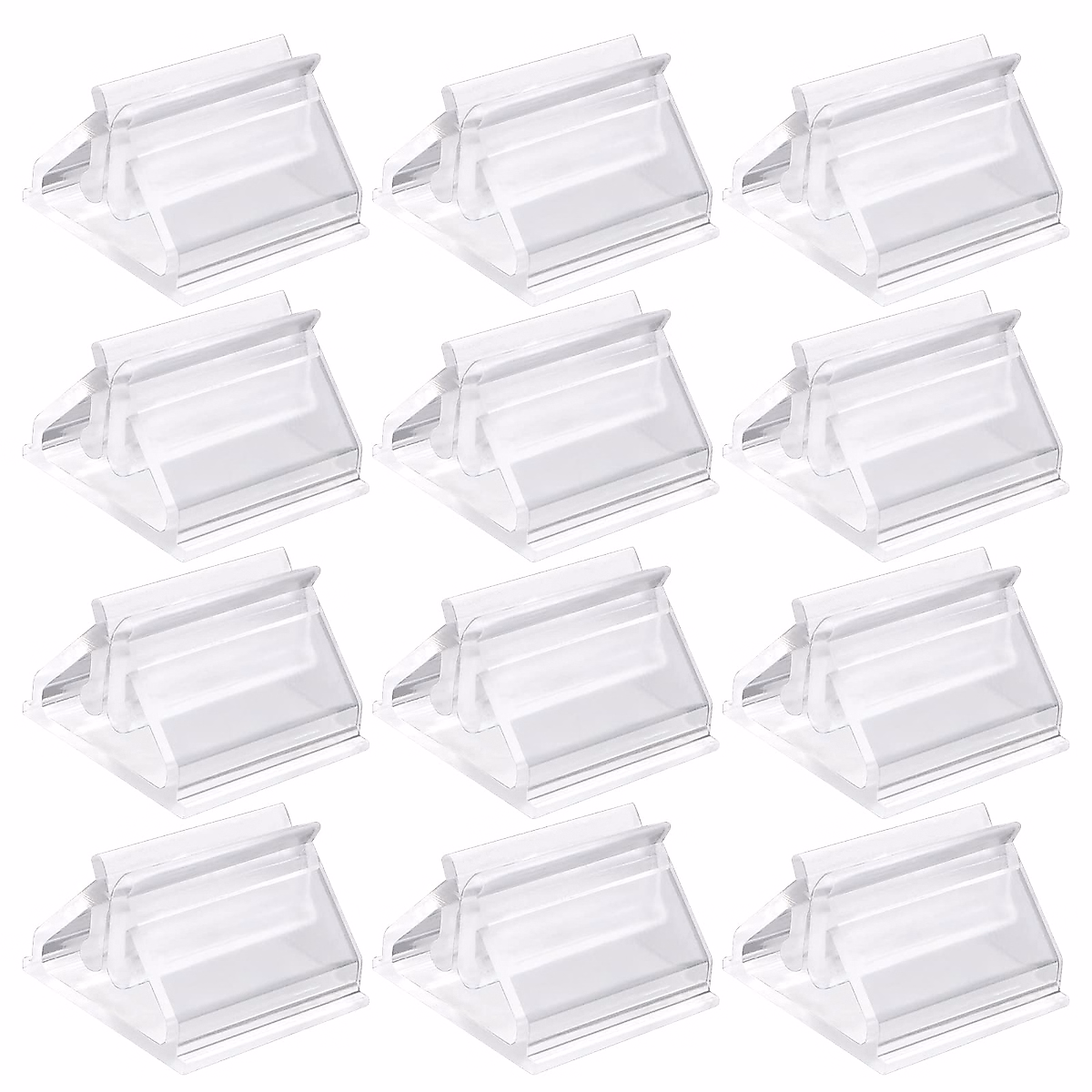 KMOSPAD 50 Pieces Clear Plastic Place Card Holders Game Card Stands Small Wedding Table Sign Stands Place Cards Holders for Photos Memos Board Game Markers Party Favor