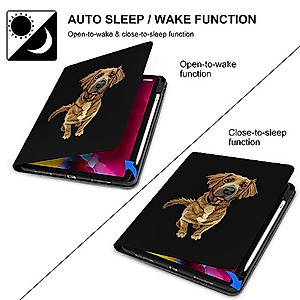Golden Retriever Protective Case Compatible with IPAD 2020 AIR 4 （10.9in） Stand Case Auto Sleep/Wake Cover