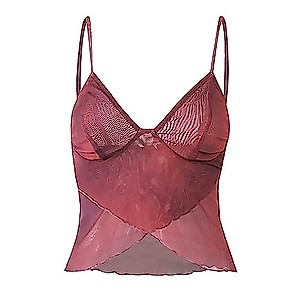 Camisole for Women Y2K Crop Top Sexy Spaghetti Strap Sleeveless Cami Top Halter Top Backless Sexy Summer Tops for Women A Red