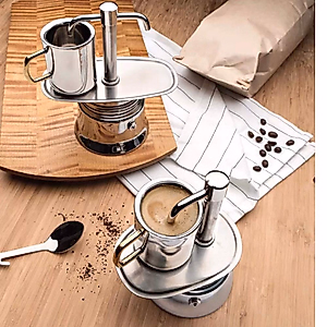 Kings County Tools Stovetop Single Spout Espresso Maker | Stainless Steel Coffee Machine | Dark & Rich Brew Flows in Minutes | No Frill Operation | Use on Stove at Home or Camping