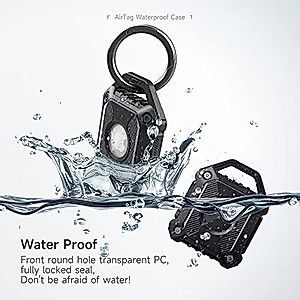 Waterproof AirTag Holder Case with Keychain, Screw Full Cover, Durable, Anti-Scratch, Fully Enclosed, Secure Holder Case Protect for Apple AirTag Tracker (Black 1 Pack)…
