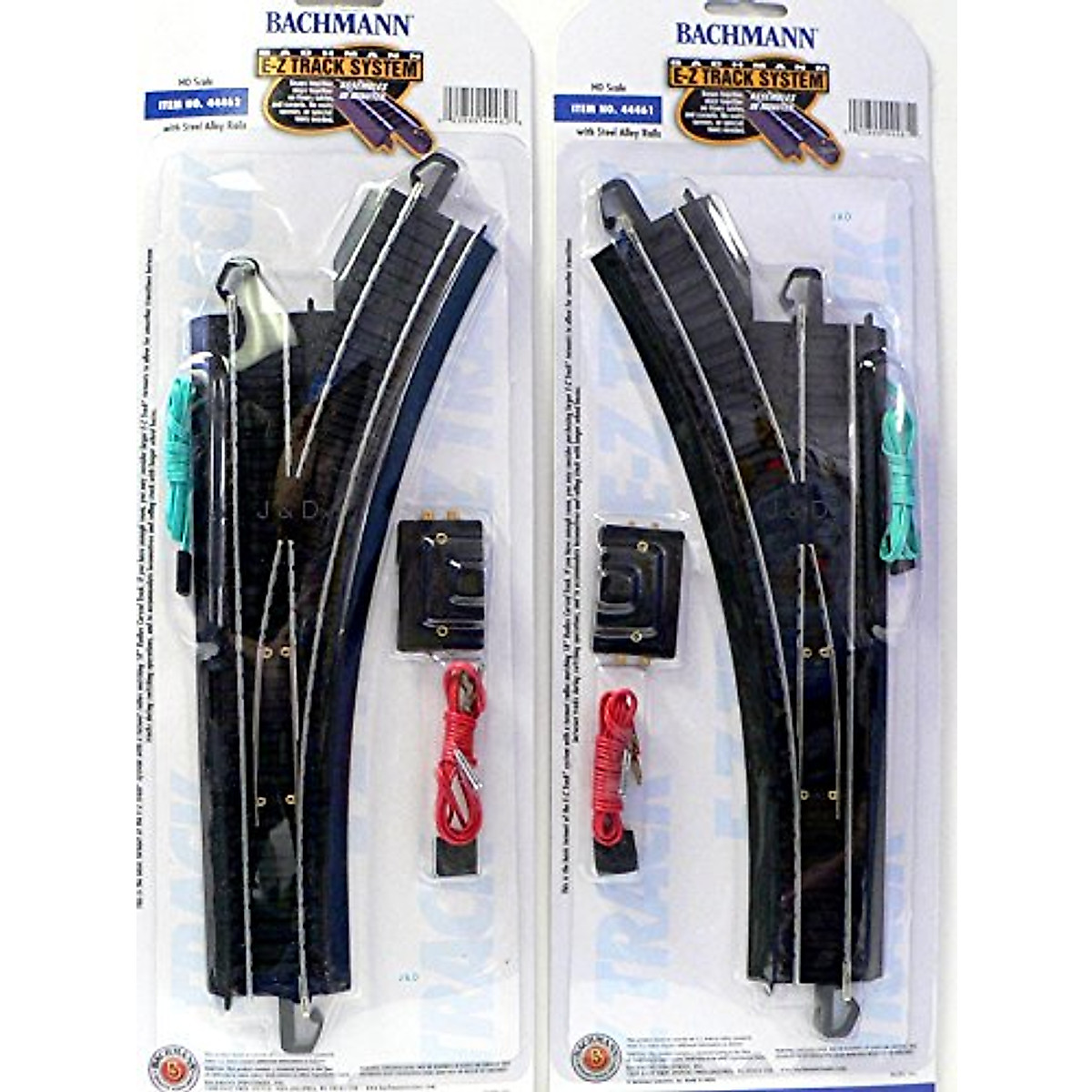 HO Scale - Bachmann Steel Alloy EZ Track Left & Right Switches for Model Railroad Trains
