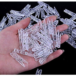 50PCS Clear Plastic Mini Spring Hanging Clips Clamps Holder Clothing Pins Paper Photos Clothes Line Clip Clothespins Clip Hanger Clips Laundry Clothespins(3.5cm x 0.7cm x 1cm)