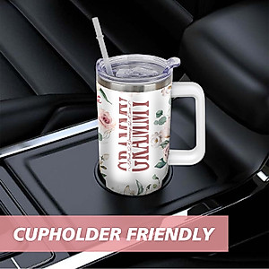 qoepfnsh Gifts for Grammy Grandmother Gift from Grandson Granddaughter on Birthday Mothers Day&Christmas 40 oz Tumblers with Handle and Straw Stainless Steel Insulated Travel Coffee Cup Mug