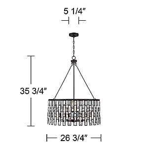 Regency Hill Aurelia Bronze Pendant Chandelier Lighting 26 3/4" Wide Modern Drum Clear Glass Shade 6-Light Fixture for Dining Room Living House Home Foyer Kitchen Island Entryway Bedroom