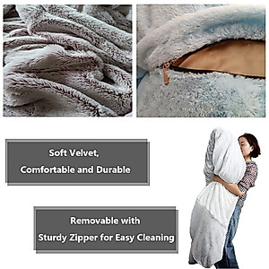 Giant Fur Bean Bag Chair Cover for Kids Adults, (No Filler) Living Room Furniture Big Round Soft Fluffy Faux Fur Beanbag Lazy Sofa Bed Cover (Light Grey, 5FT)