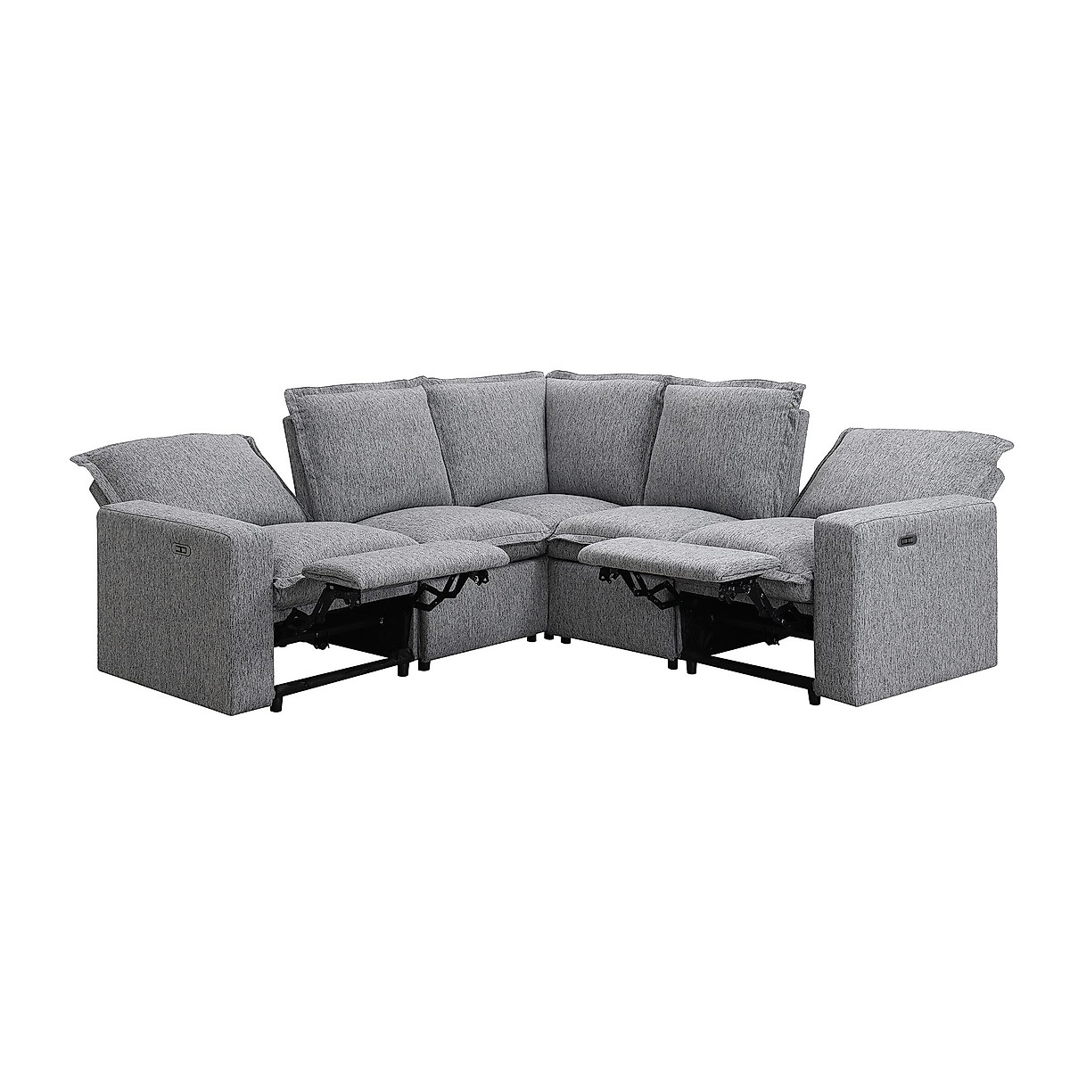 LyuHome 89.76" Power Recliner Sofa,Modern Sectional Sofa with USB Port for Living Room, Convertible L-Shaped Couch Bedroom, Theater room, Grey