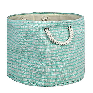 DII Polyester Container with Handles, Keeping Score Storage Bin, Medium Round, Aqua