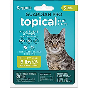 Sergeant's Guardian Pro Flea & Tick Squeeze On Topical Cats 6lbs and Over., 3 Count