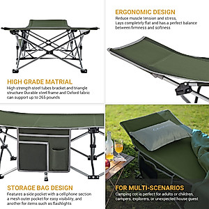 KingCamp Camping Cot Heavy Duty Camping Cots for Adults Oversized Portable Folding Sleeping Cot for Travel Outdoors Vacation Home Office Nap Camping Bed Cots