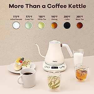 Mecity Electric Gooseneck Kettle With Keep Warm Function & LCD Display Automatic Shut Off Coffee Kettle Temperature Control Pour Over Kettle 1200 Watt, 0.8L, 120V, Milk White