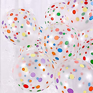 50 Pieces Polka Dot Balloons, Colorful Balloons, 12 Inch Rainbow Balloons, Clear Latex Balloons with Multicolor Dots for Kids Women Men Birthday Decoration, Party Supplies, Engagement Wedding Party