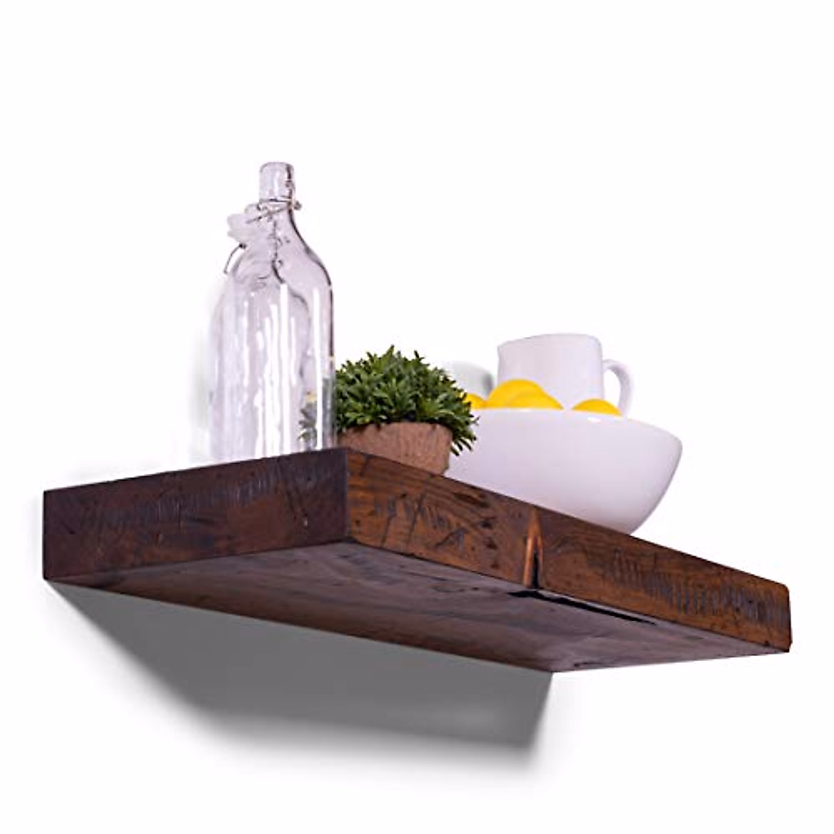 DAKODA LOVE Floating Shelves | Chunky White Pine | Rugged Distressed | Premium Craftsman Quality | 3 Inch Thick | Easy Hidden Bracket Wall Mount | 200 Pound Weight Capacity (Bourbon, 36" L x 11.5" D)