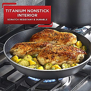 T-fal Experience Nonstick 3 Piece Fry Pan Set 8, 10.25, 12 Inch Induction Cookware, Pots and Pans, Dishwasher Safe Black