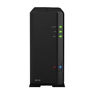 Synology DiskStation DS118 Mini Desktop NAS Server, Realtek RTD1296 Quad-Core, 1GB DDR4 Synology SDRAM, 2TB SSD, Synology DSM Software