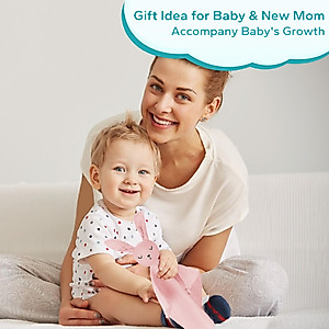 ZIGJOY Bunny Lovey Muslin Cotton Baby Security Blanket Soft Breathable Lovies for Babies Gifts for Newborn Infant Toddler Boys and Girls, Pink