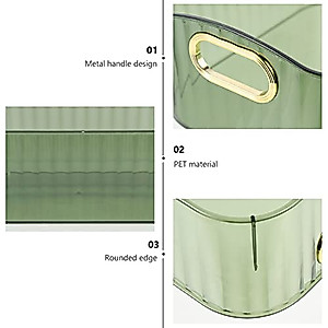 Operitacx 3pcsbox Sorting Tray Handle Built- Plastic Organizers Clear Home Bin with Container Storage Groceries in .x.x.in for Handheld Underwear Green Household Holder Snack Organizer Bin: