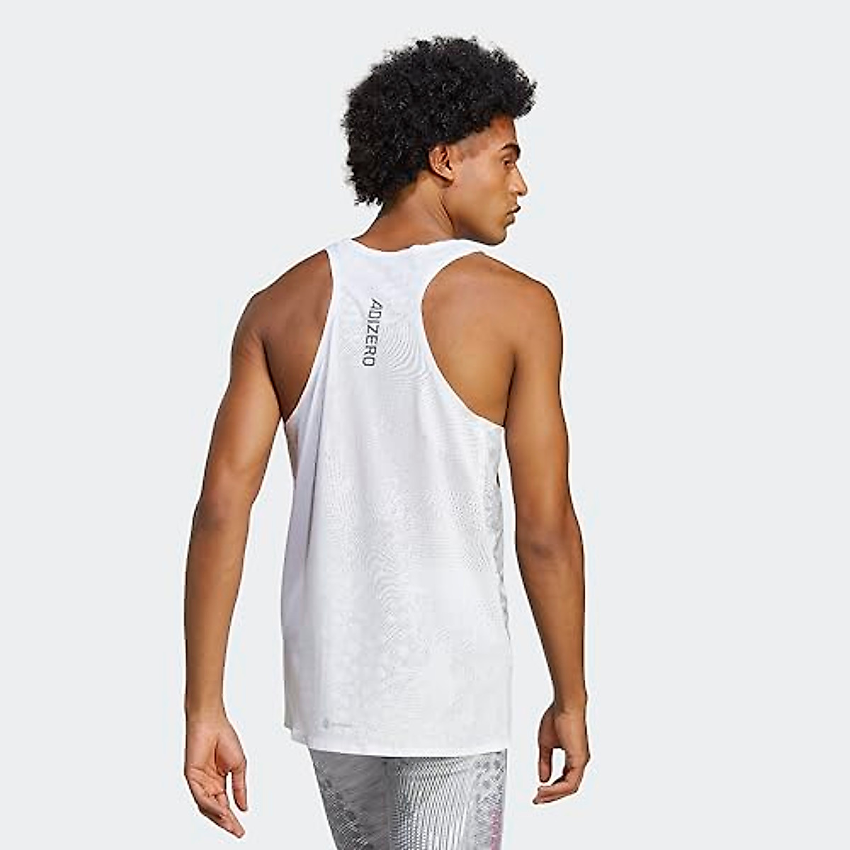 adidas Men's Adizero Singlet, White/Dash Grey/Grey, X-Small