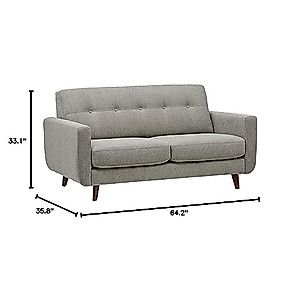 Amazon Brand – Rivet Sloane Mid-Century Modern Loveseat Sofa, 64.2"W, Pebble Grey