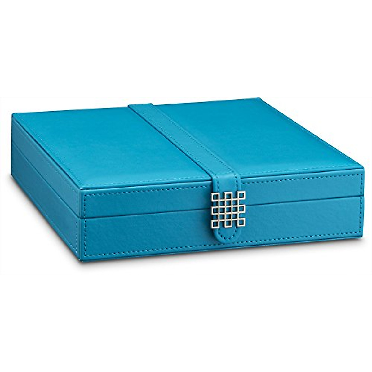 Glenor Co Earring Organizer - Classic 25 Section Jewelry Box/Case/Holder for Earrings, Rings, Necklaces, Jewelry, Cufflinks or Collections. 25 Small Compartments with Elegant Large Mirror - Blue