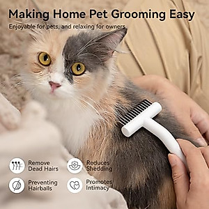 aumuca Cat Brush for Long Haired Cats, Dog Brush for Shedding Grooming Small Medium Dogs, Deshedding Dog Brush Dematting Comb for Dogs Remove Loose and Matted Fur, Pet Grooming Undercoat Rake, White