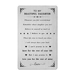 Suoegigs Daughter Wallet Card, I Love You Daughter Gifts, Unique Daughter Birthday Card, To My Beautiful Daughter Wallet Insert, Inspirational Gifts for Teen Girls, Graduation, Wedding,Christmas