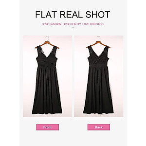 Dokotoo Womens Ladies Elegant Floor Length A Line Wrap Deep V Neck Backless Ruched Pleated Ruffled Split Long Maxi Formal Evening Party Prom Dress Bridesmaid Wedding Guest Dresses Black M