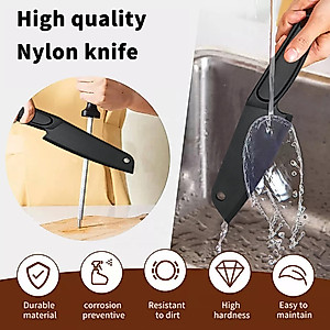 Nylon Knife with High Temperature Resistance for Nonstick Pans, Kitchen Knife Safe for Kids, Lightweight Plastic Knife Best for Cutting Bread, Pizza, Fruits, Vegetables (1, Full serration)
