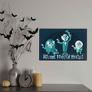 Disney Haunted Mansion Hitchhiking Ghosts Welcome Foolish Mortals Metal Sign - Fun Hitchhiking Ghosts Sign for Halloween Decor