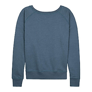 Instant Message - Daisy Heart Drawing - Women's Lightweight French Terry Pullover - Size 4X Heather Blue