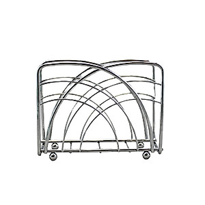 Deluxe Metal Napkin Holder Self Standing Silver Cafe Cocktail and Luncheon Napkin Holder Caddy
