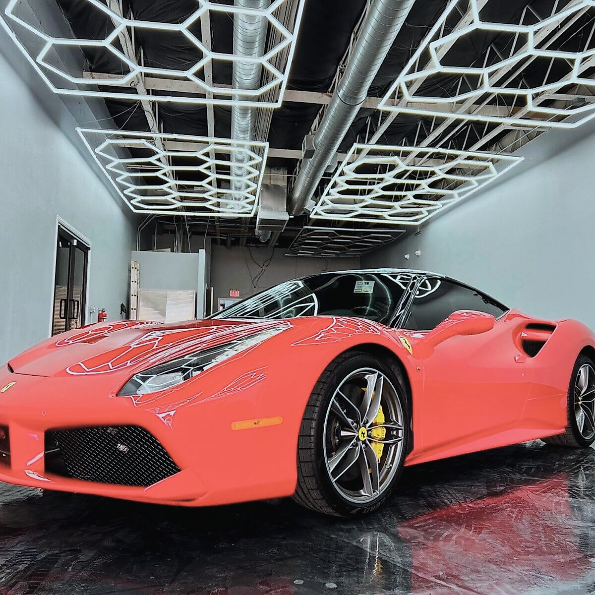 TRON Auto Lab 9X (Nine) Hexagon LED Light Kit, with Border Upgrade, Grid Series, Super Bright Daylight White 6500K, TRON-HEX-LIGHT-KIT-9XB