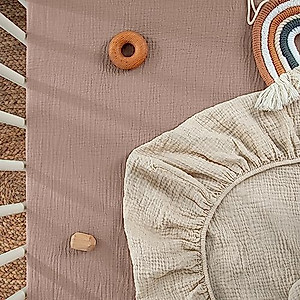 lulumoon Mini Crib Sheets Muslin: Pack and Play Sheets for Boys and Girls - Cotton Fitted Crib Sheet for Pack N Play Mattress and Playard 2Pack 24"x38"