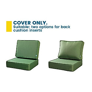 ARTPLAN Outdoor Deep Seat Slipcovers,Patio Seat Back Covers Only 24x24x6 18x24 Olefin,Square Outdoor Cushion Cover, for Patio Funiture,Invisible Green