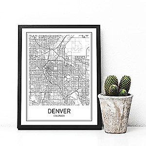 Denver Map Print Denver Map Art Colorado Print City Maps Map Print Map Art Print Black and White Map Wall Art Map Art Modern City Art Scandinavian Poster City Map Poster 8x10