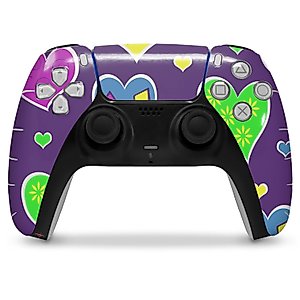 WraptorSkinz Skin Wrap compatible with Sony PS5 DualSense Controller Crazy Hearts (CONTROLLER NOT INCLUDED)