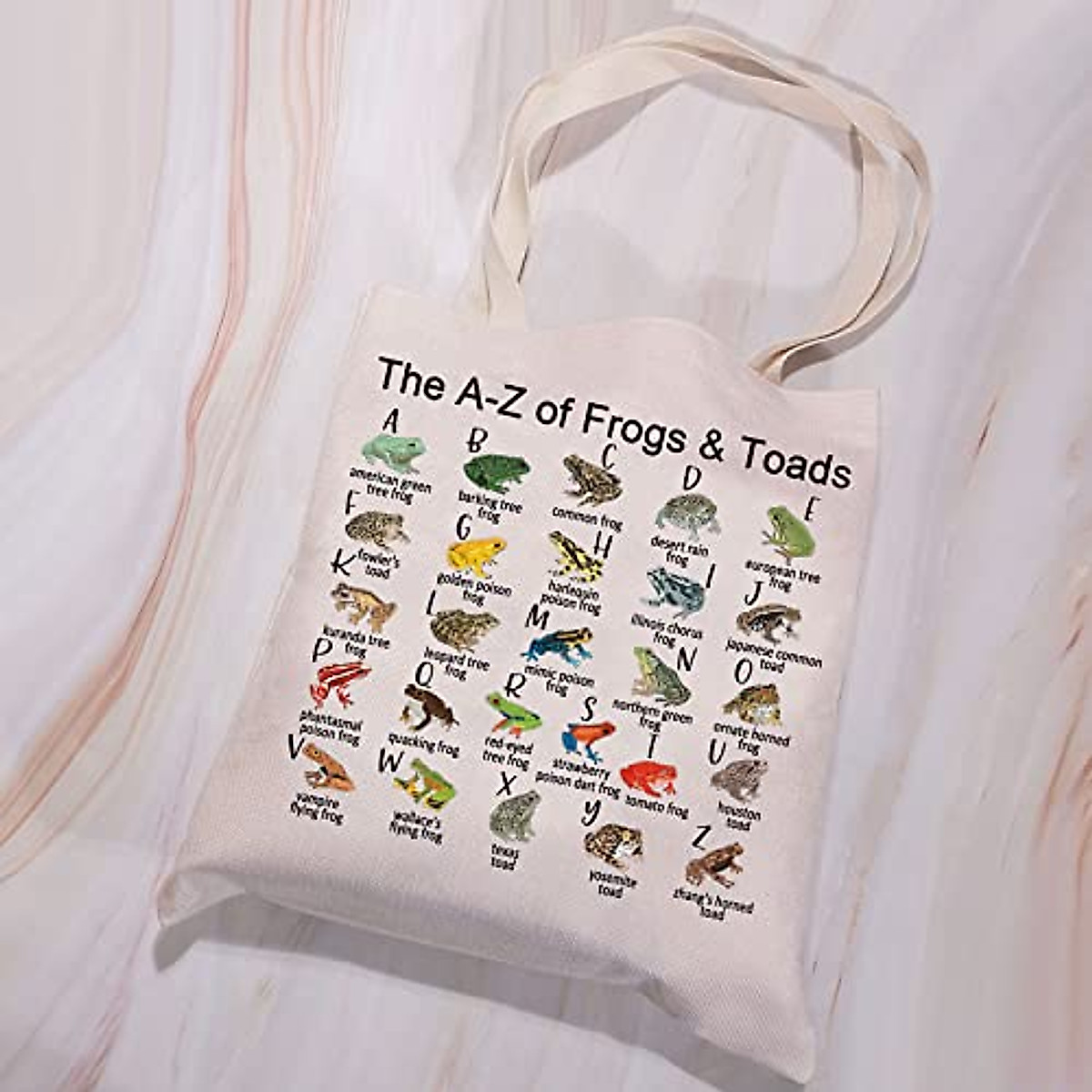 VAMSII Frog And Toad Tote Bag The A-Z of Frogs & Toads Grocery Shopping Bag Aesthetic Bag for Women Girls (Frog And Toad Tote Bag)