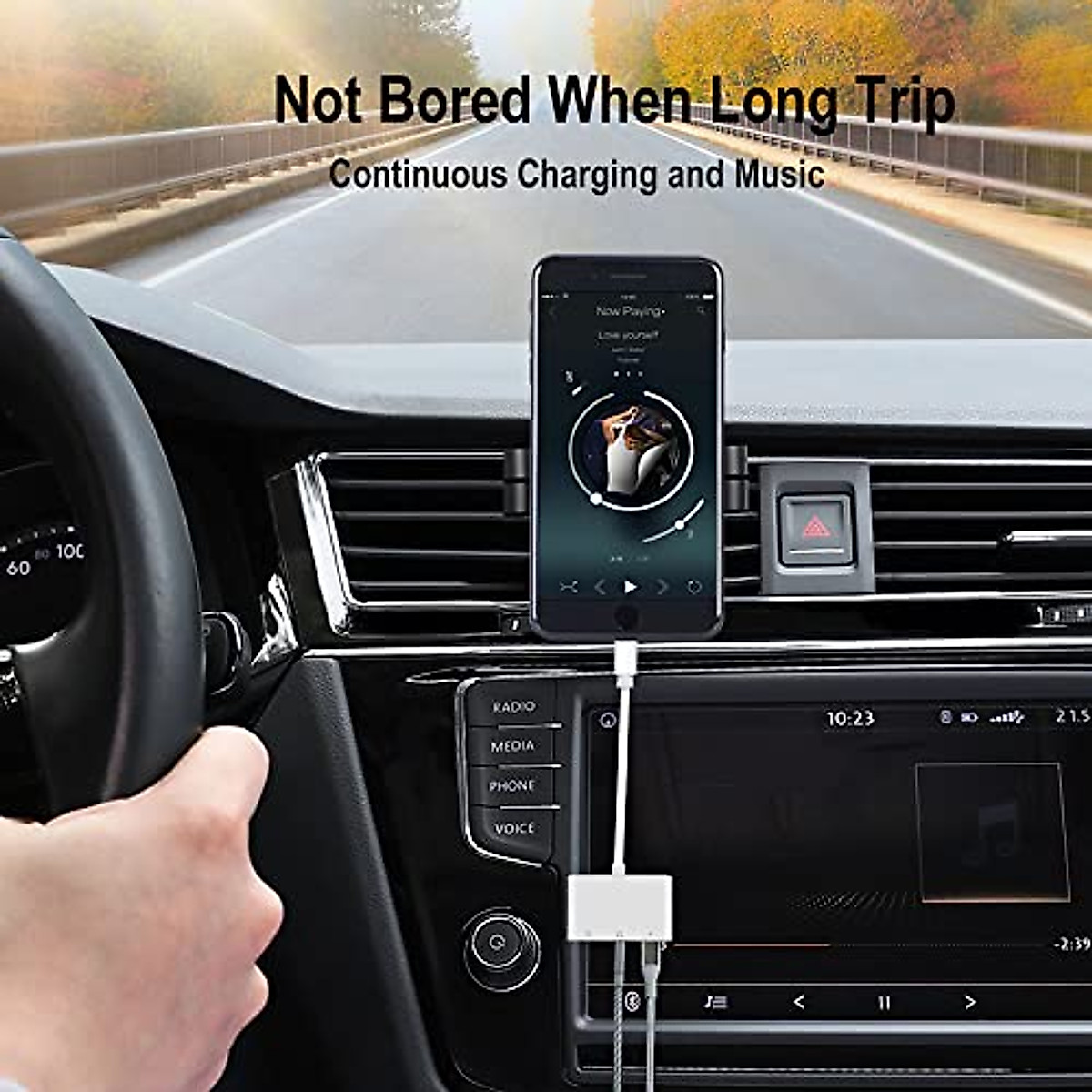 Real-EL, Lightning to Headphone Adapter 3.5mm Jack Headphone Adapter 3 in 1 Earphone and Charging Splitter for iPhone 1211SEXSXRX87 and iPad