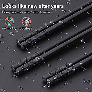 GADIEDIE Chopsticks10 Pairs Reusable Fiberglass Chopsticks,Non-Slip Chopsticks,Beginners Chopsticks,Dishwasher Safe,for Chinese style Japanese Food Cooking Chopsticks(9.5"Black cherry blossom)