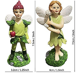 JIUMO Fairy Garden Fairies Outdoor Miniature Garden Fairy Set of 2 Boy Fairies Figurines Small Little Tiny Miniature Forest Fairies Ornaments Fairy Garden Accessories