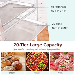PETSITE 20 Tier Sheet Pan Rack, Commercial Aluminum Full & Half Bun Pan Bakery Rack with Brake Wheels for Restaurant Home Kitchen